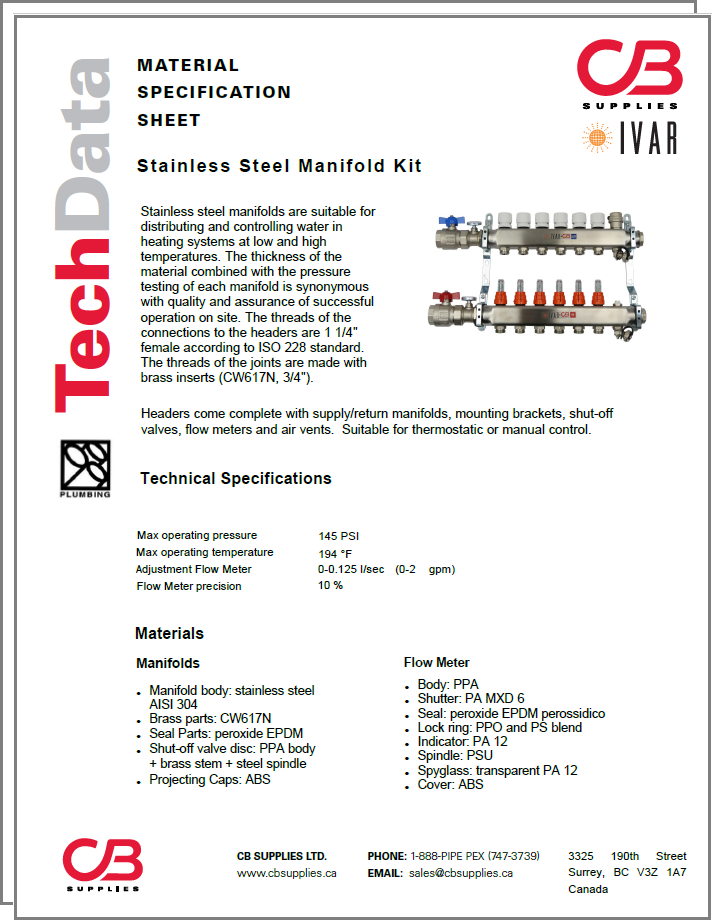 Technical Data Sheets | Plumbing, HVAC & R, and Hydronic Products
