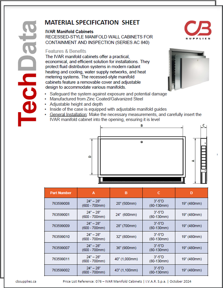Technical Data Sheets | Plumbing, HVAC & R, and Hydronic Products